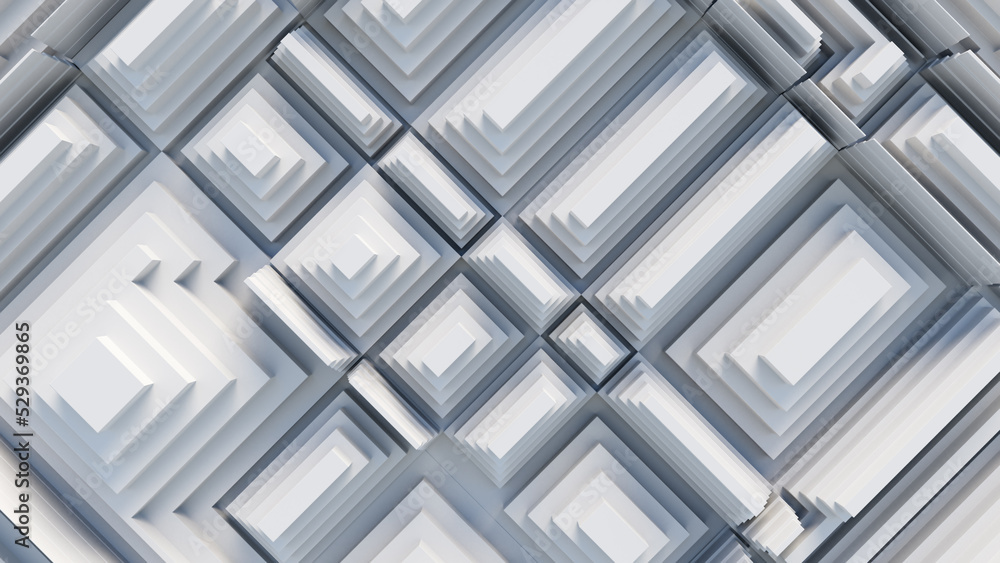 White, Tech Background with a Geometric 3D Structure. Clean, Stepped ...