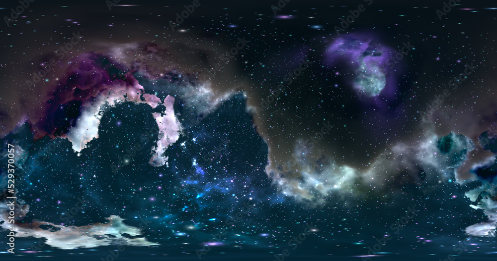 3d rendering. Space background with nebula and stars. Environment 360 ...
