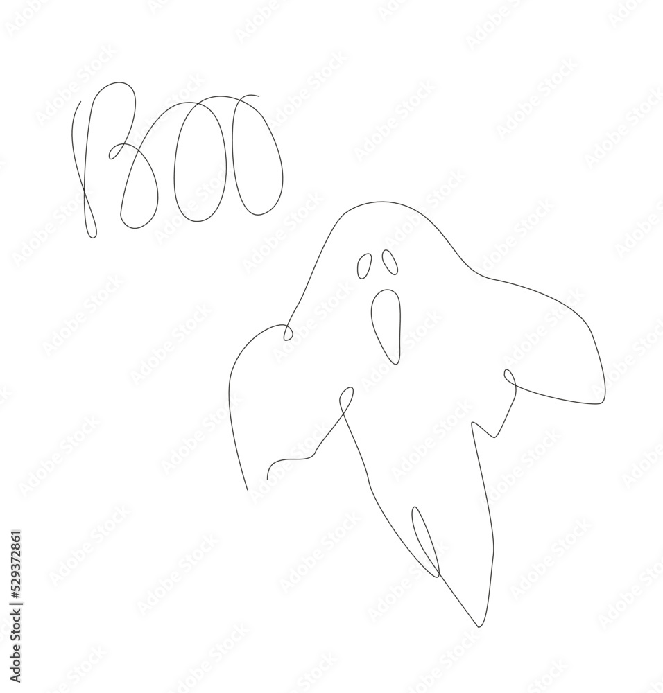 Ghost outline line art vector. Ghost one line illustration. Single line ...