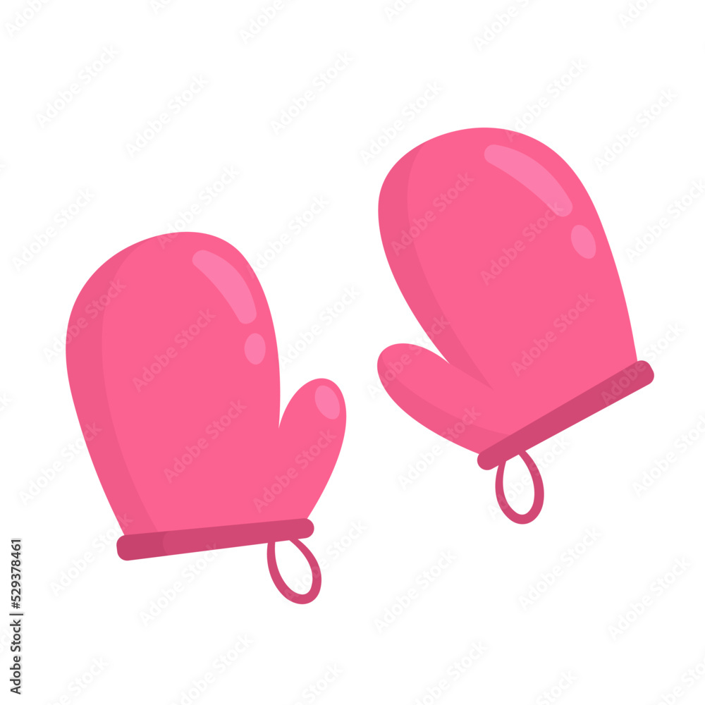 pink mittens flat vector illustration logo icon clipart Stock Vector ...