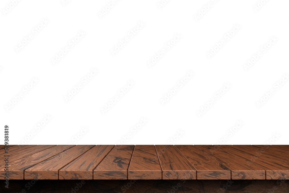 Wood table top 3D rendering isolated for montage product display. png ...