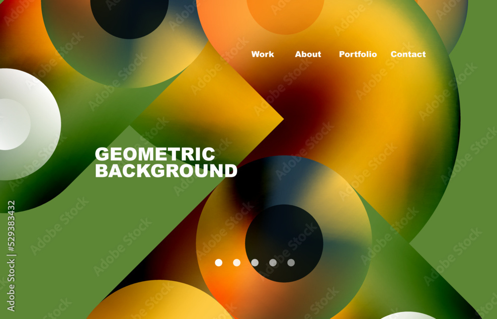 Website landing page abstract geometric background. Circles and round ...