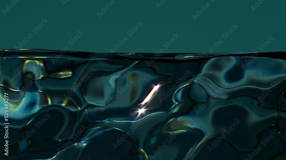 Abstract design of water split line with underwater. 3D rendering Stock ...