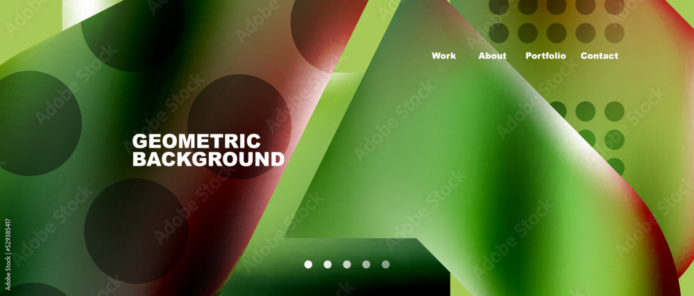 Glassmorphism landing page background template. Colorful glass shapes ...