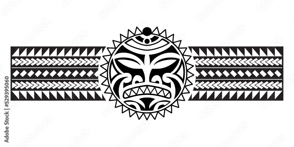 Polynesian border tattoo design. Pattern aboriginal samoan. Black and ...