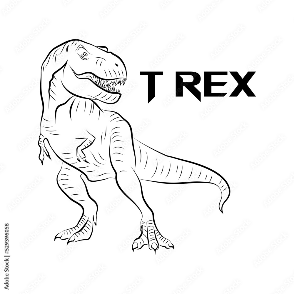 T Rex outline illustration, vector, Roar, Scary, Isolated Stock Vector ...