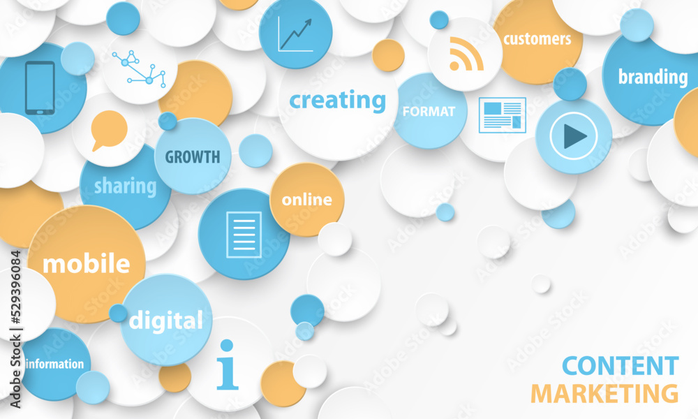 CONTENT MARKETING colorful vector business concept on white background ...