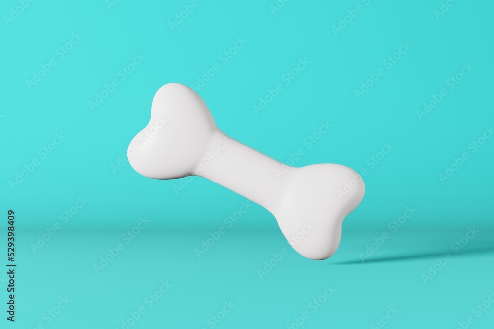 Realistic healthy white dog bone 3d rendering model. Pet shop banner ...