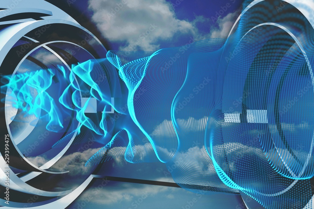 Blue energy design on a futuristic structure Stock Illustration | Adobe ...