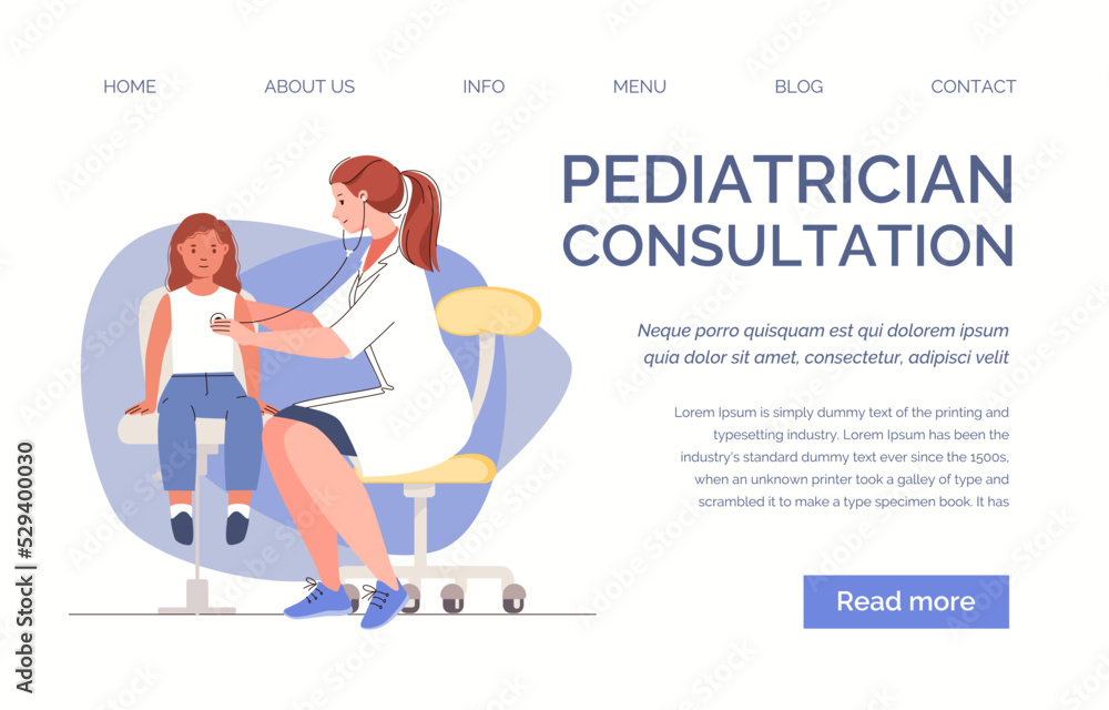 Pediatrician checks well-being of child, listens to heartbeat and ...