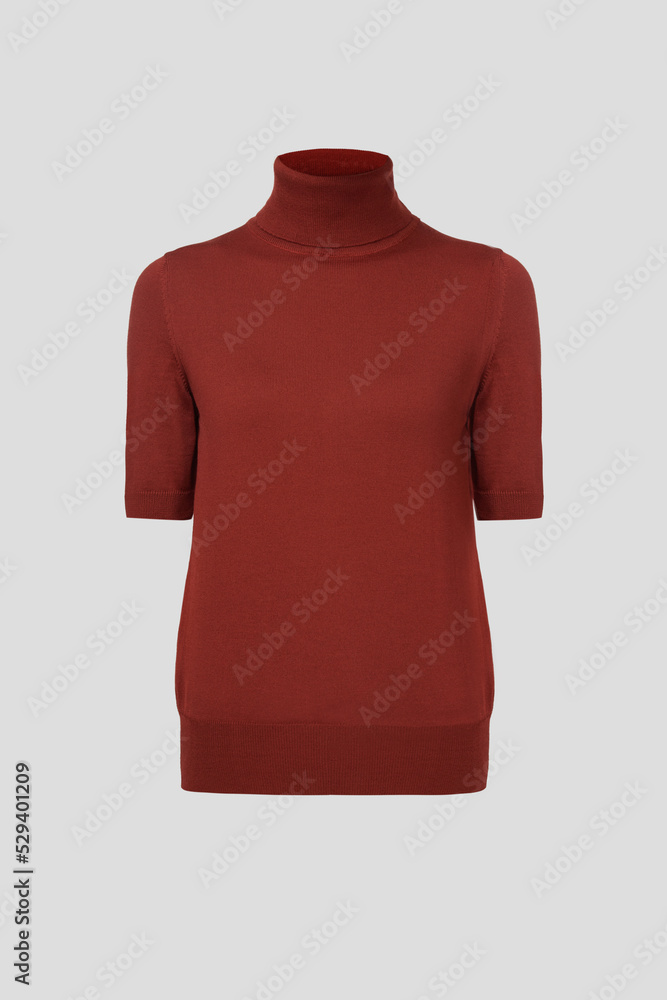 Ghost mannequin. Terracotta color women's turtleneck sweater without ...