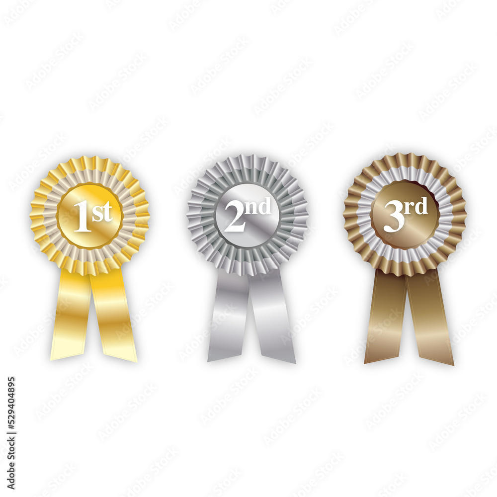 A winner award, badge of success and ribbon medal for a certificate or ...