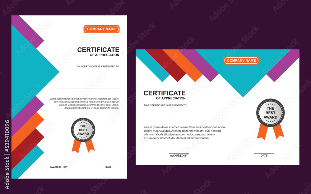 minimal blue triangle certificate template design, certificate of ...