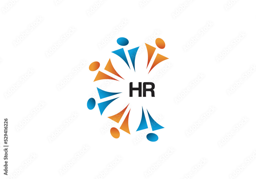 Vetor de HR Holding Hands Community Logo Template Design Human Head ...