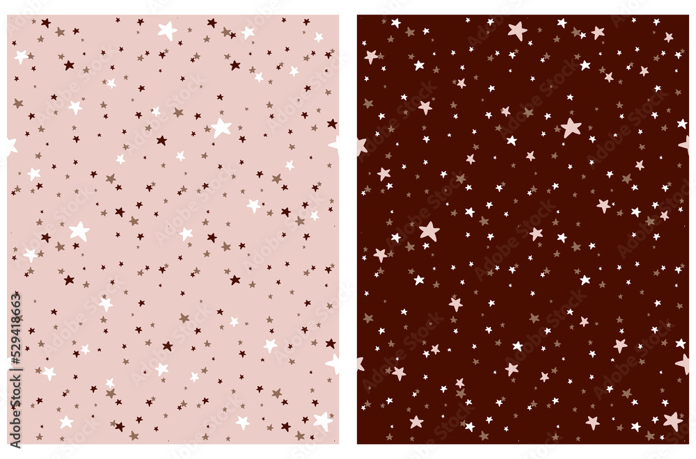 Tiny Stars Vector Patterns. Irregular Hand Drawn Simple Starry Sky ...
