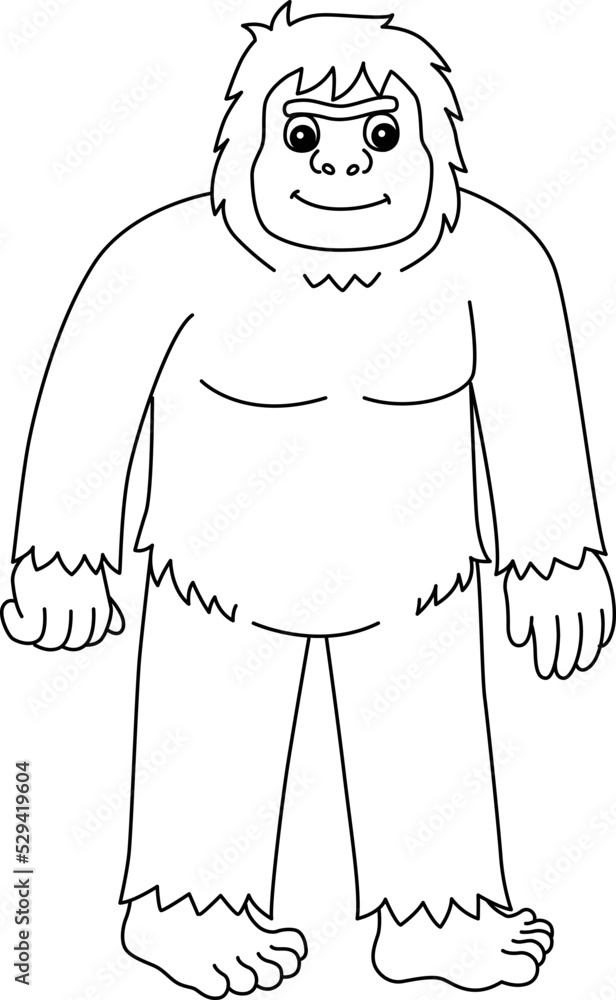 Bigfoot Animal Isolated Coloring Page for Kids Stock Vector | Adobe Stock