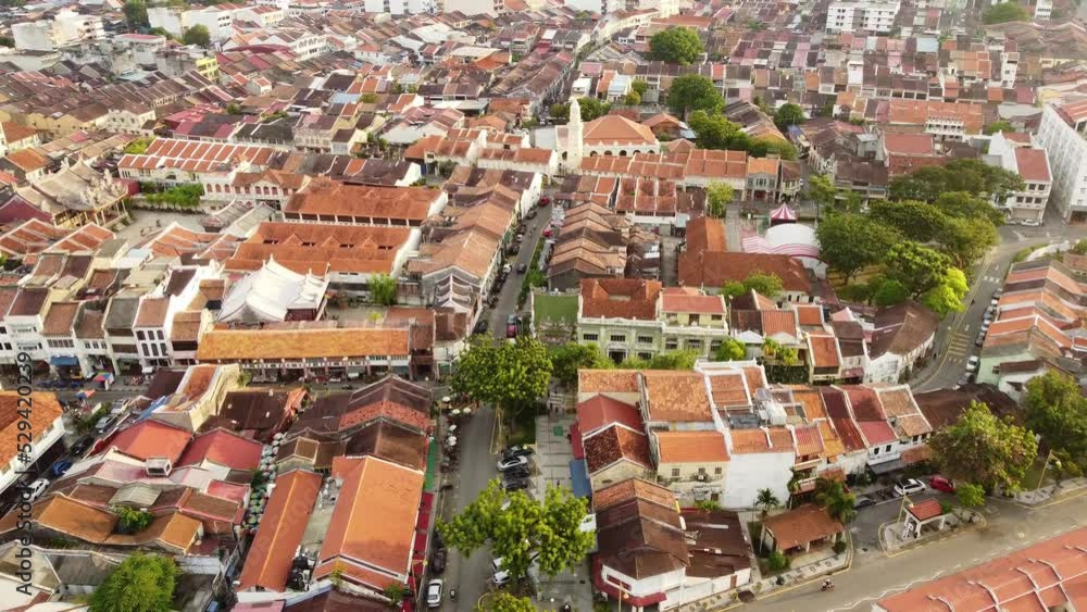George Town, Malaysia: Aerial drone footage of the historic George Town ...