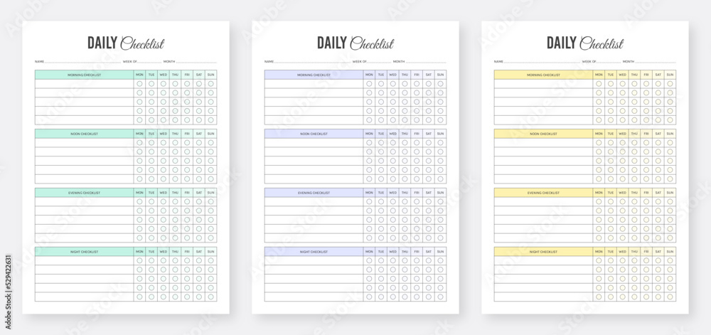 Daily Checklist Planner Template. Daily Productivity Planner Design ...