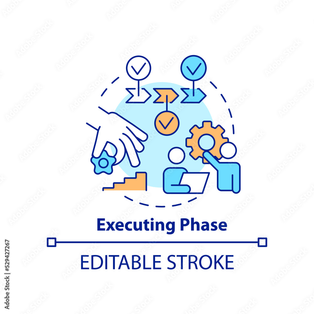 Executing phase concept icon. Process of tasks completing. Project ...