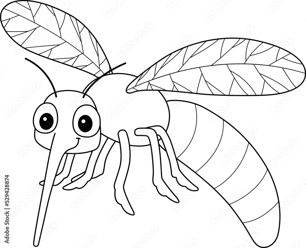 Mosquito Animal Isolated Coloring Page for Kids Stock Vector | Adobe Stock