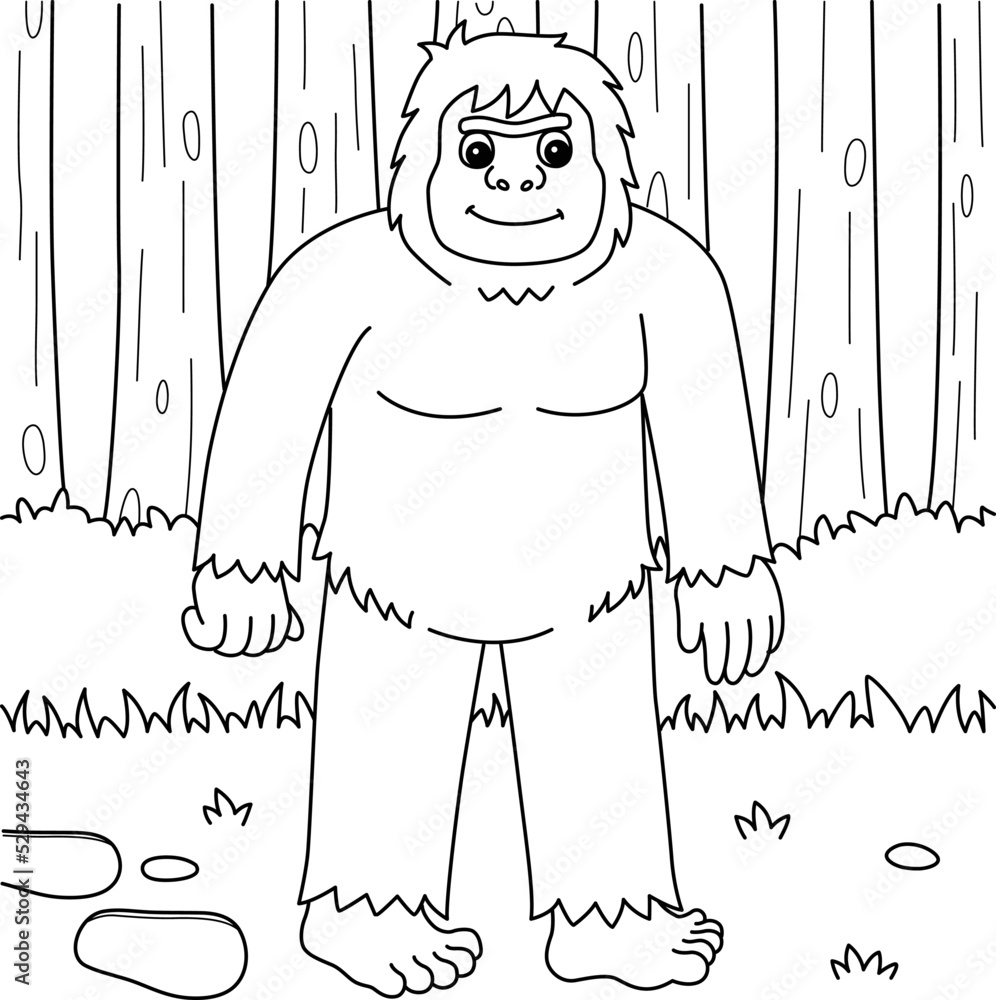 Bigfoot Animal Coloring Page for Kids Stock Vector | Adobe Stock
