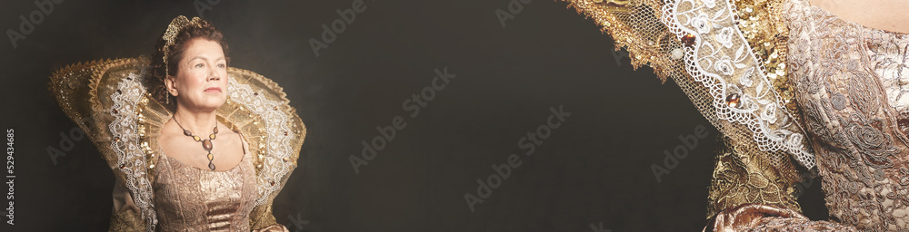 Banner with portrait of the image of Queen Elizabeth I of the 16th ...