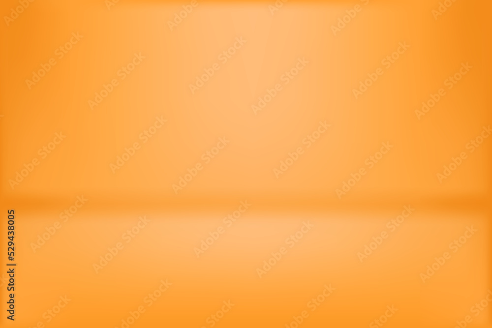 Orange gradient background, interior studio room. Abstract orange ...