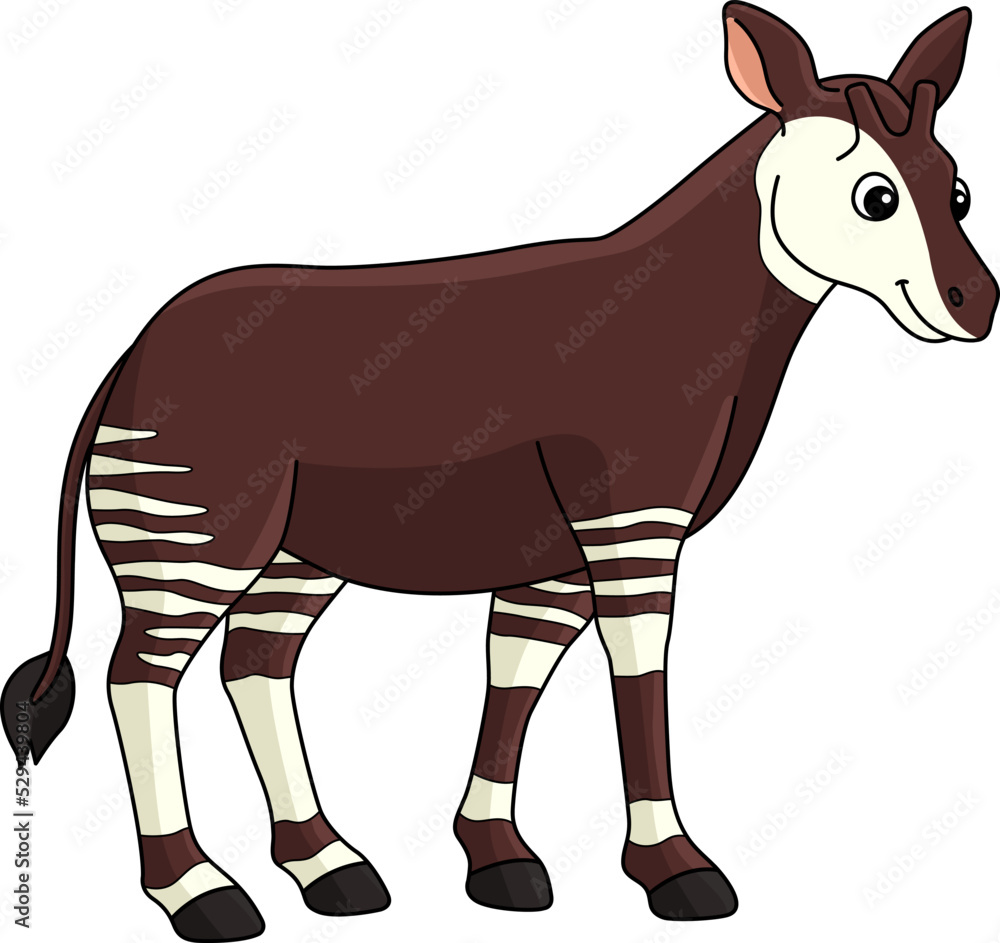 Okapi Animal Cartoon Colored Clipart Illustration Stock Vector | Adobe ...