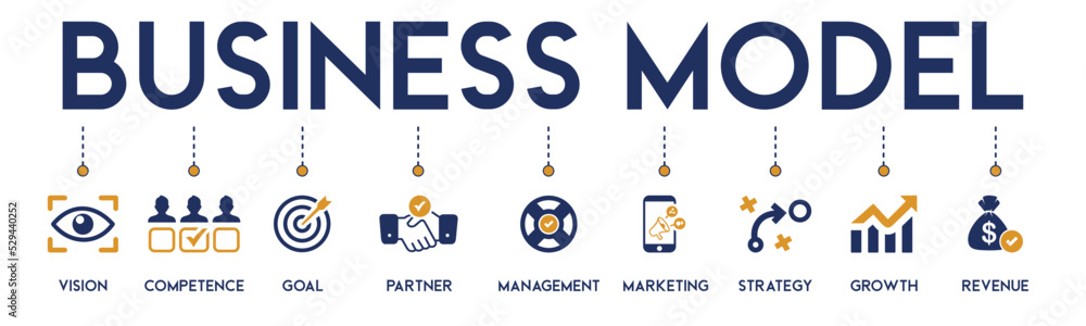 Business model banner web icon and symbol of vector illustration ...