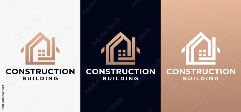 Collection of building construction logos with initial letter J, luxury ...