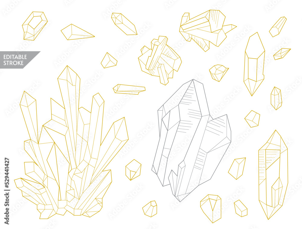 Crystal Line art. Set hand drawn editable stroke polygon shapes ...