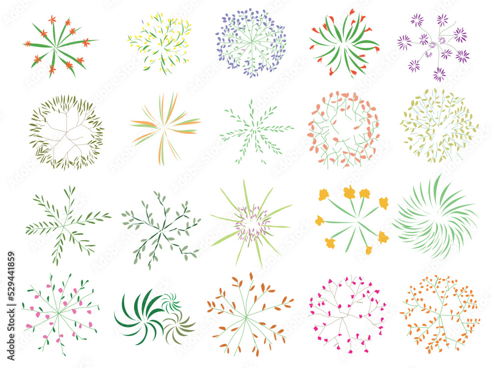 Hand-drawn planting parts perfect for architectural drawings, sections ...