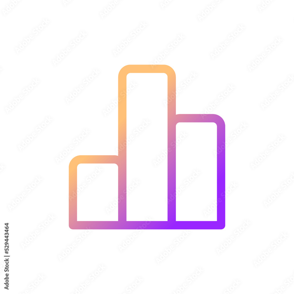 Column graph pixel perfect gradient linear ui icon. Vertical bar chart. Math lesson. Data ...