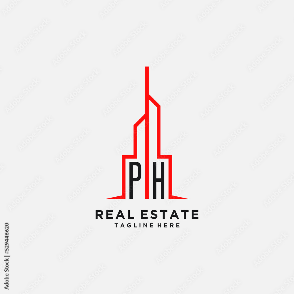 Initial letter PH Real Estate Logo stock illustration. Logo vector ...