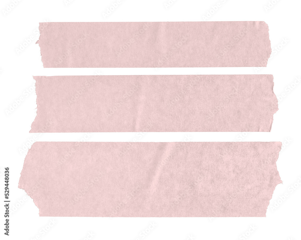 Set of three pink blank paper tape stickers isolated. Template mock up ...