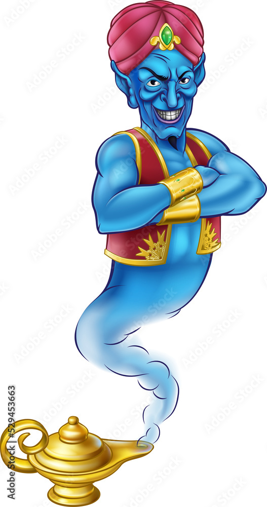Cartoon Evil Aladdin Genie Stock Illustration | Adobe Stock