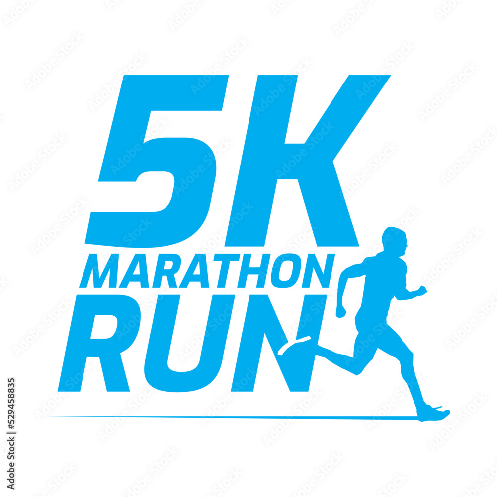 Black silhouette marathon run event logo template with running people ...