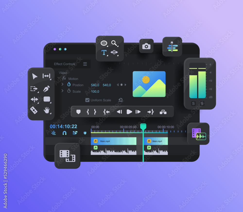 video editing software project timeline Stock Vector | Adobe Stock