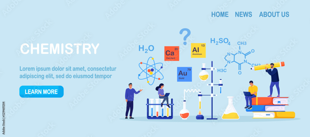 Chemistry pharmacy lab, science equipment. People learning chemical ...