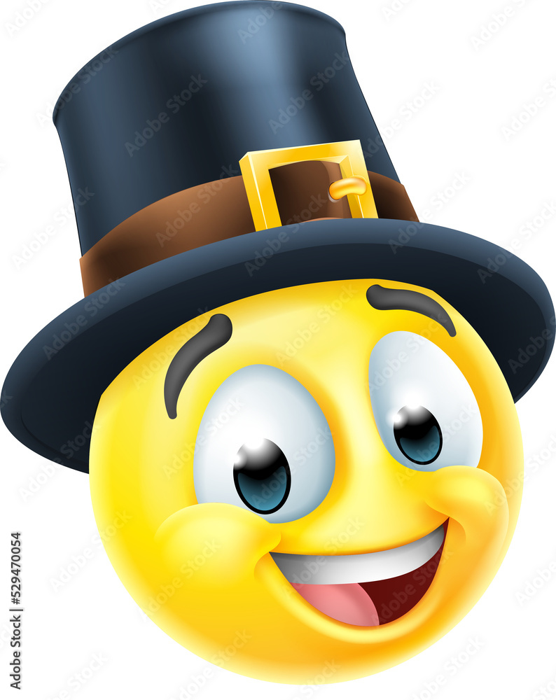 Thanksgiving Pilgrim Emoticon Emoji Cartoon Icon Stock Illustration ...