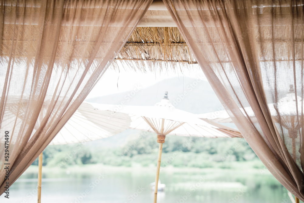beige transparent fabric see through sheer curtain Stock Photo | Adobe ...