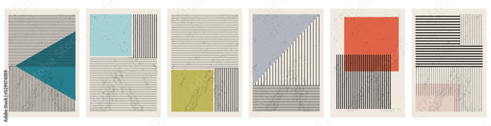 Vector flat illustration set. Poster concept with lines and geometric ...