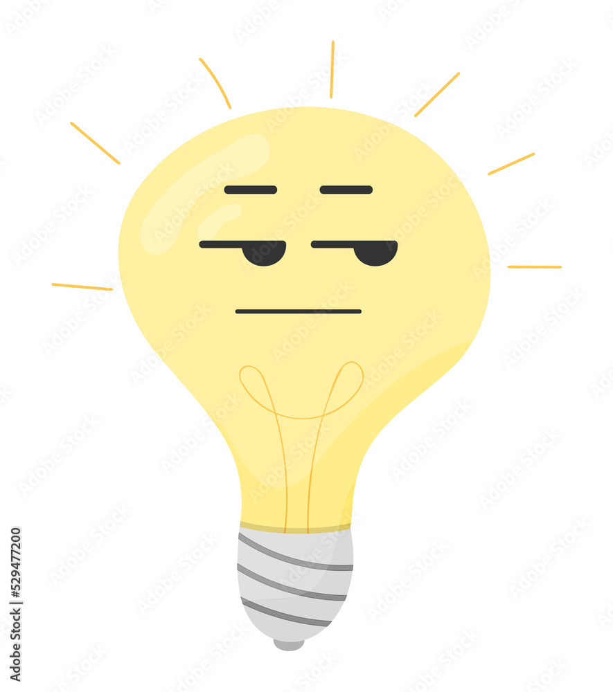 Sticker funny cute light bulb with kawaii emotions. Kawaii faces ...