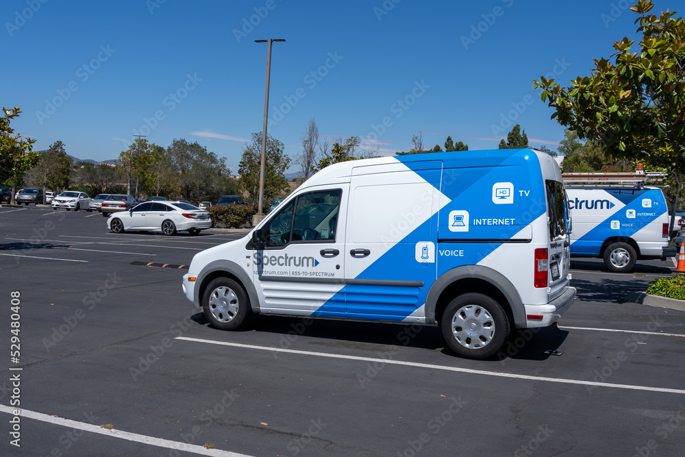 San Diego, CA, USA - July 9, 2022: Spectrum vans are shown in San Diego ...