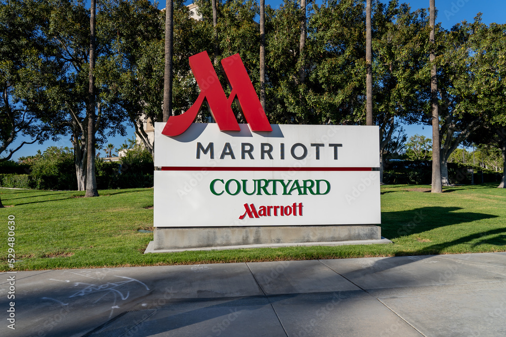 Irvine, CA, USA - July 9, 2022: A close up of the Courtyard by Marriott ...