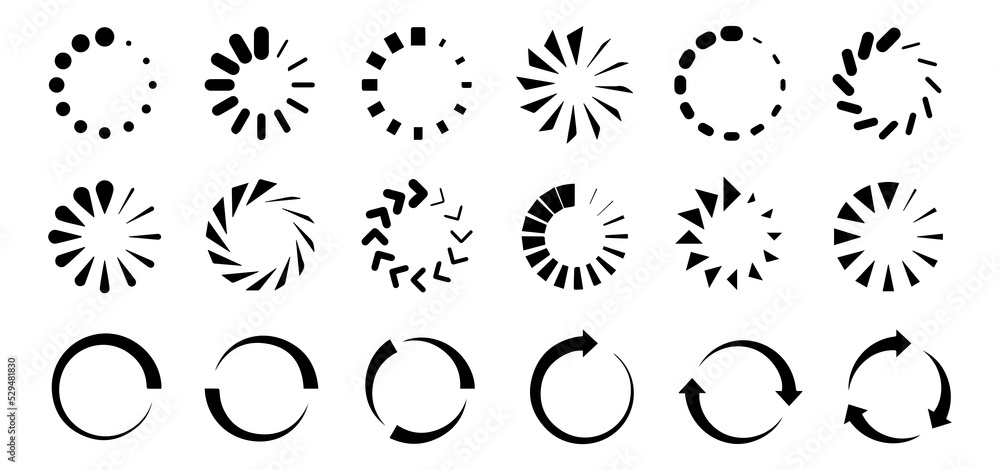 Loading icon design set.Collection of loading icons.Progress bar ...