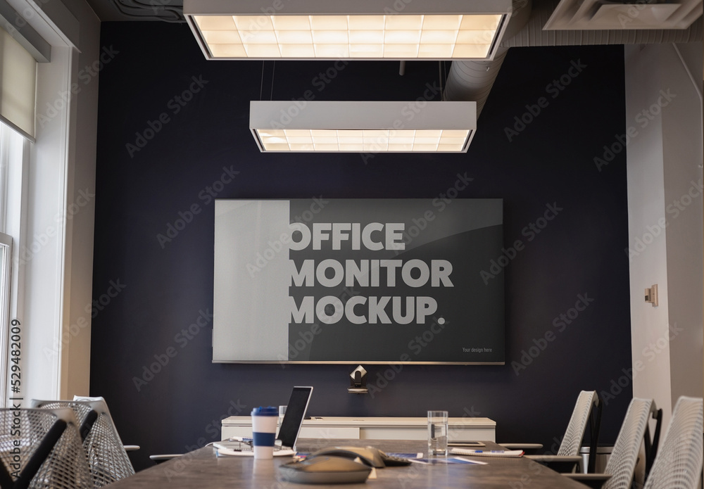 Office Monitor Screen Mockup Stock Template | Adobe Stock
