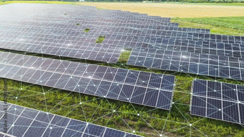 Modern solar farm. The concept of a modern solar farm. Visualization of ...