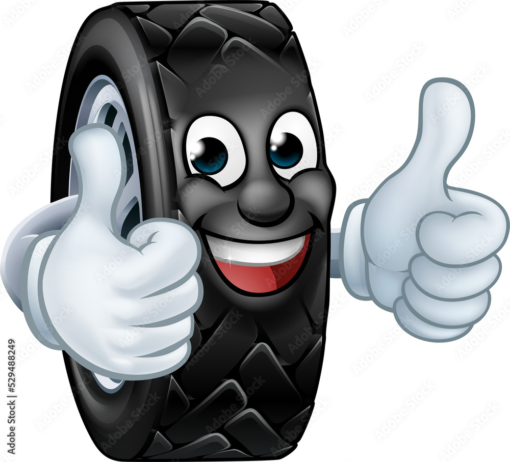 Tyre Cartoon Car Mechanic Service Mascot Stock Illustration | Adobe Stock