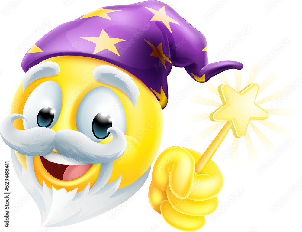 Wizard Emoticon Face Emoji Cartoon Icon Stock Illustration | Adobe Stock
